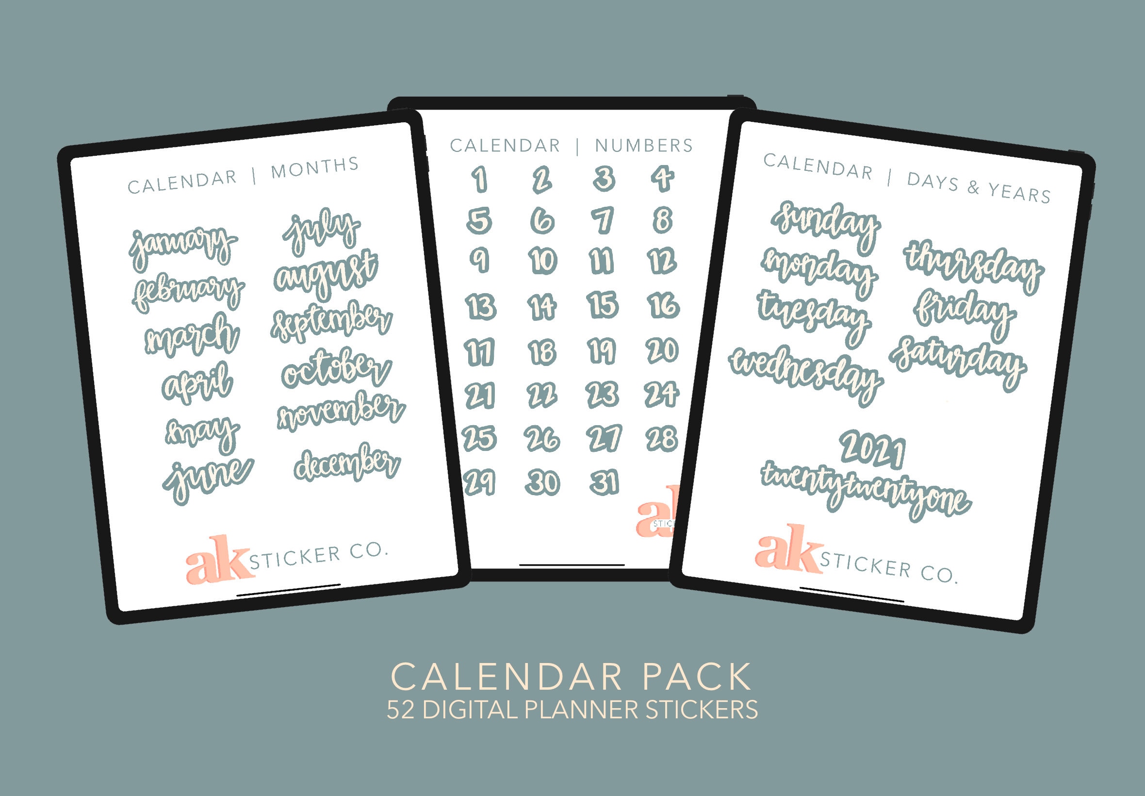 Digital Planner Sticker Download for iPad - Calendar Pack - Etsy