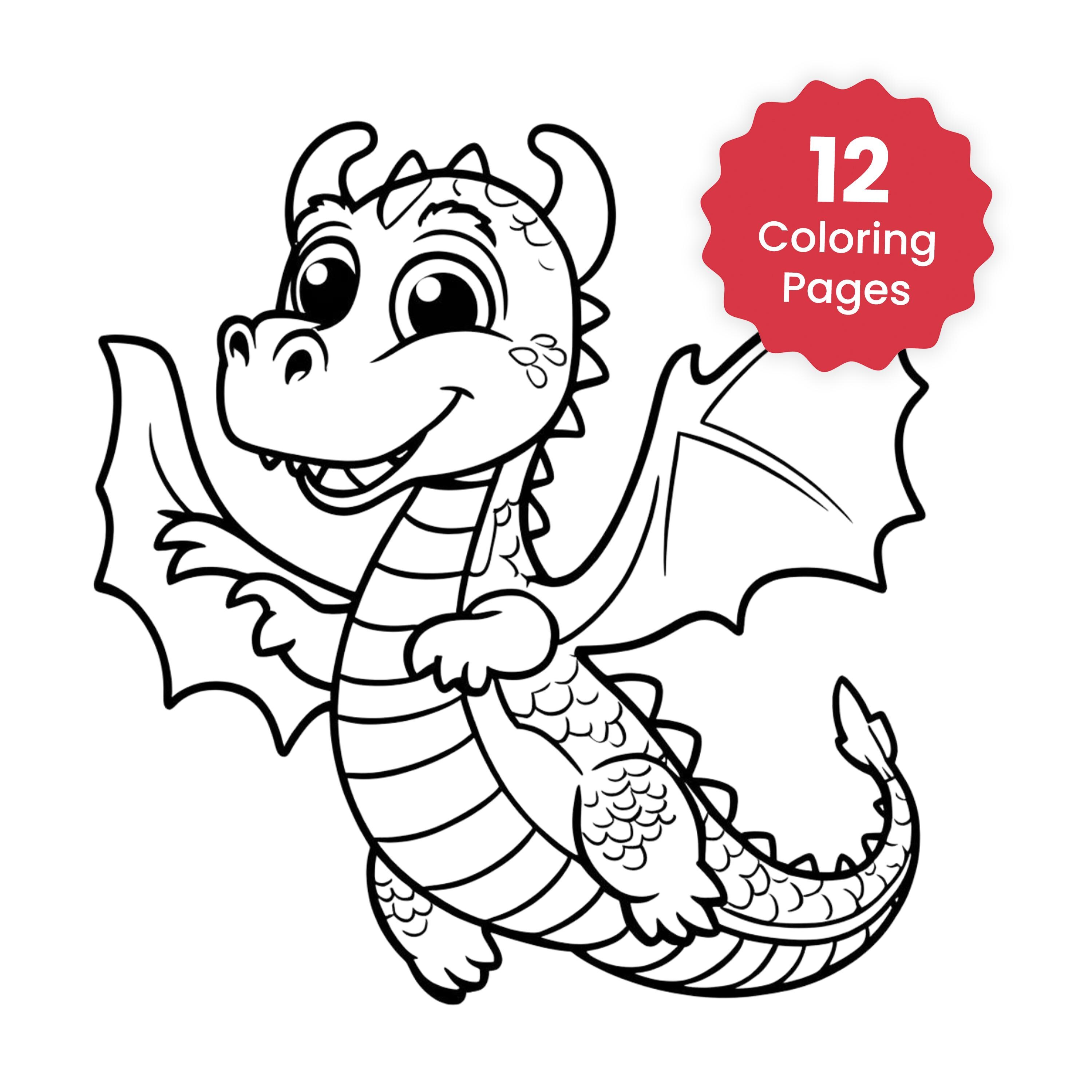 Cute Dragons Coloring Book for Kids – 12 Printable Pages PDF, Castle ...