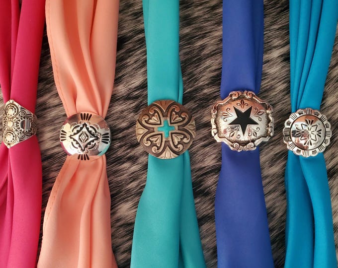 Silk Wild Rag Bandana Scarf Slide - Silver Color With Southwest Designs ...