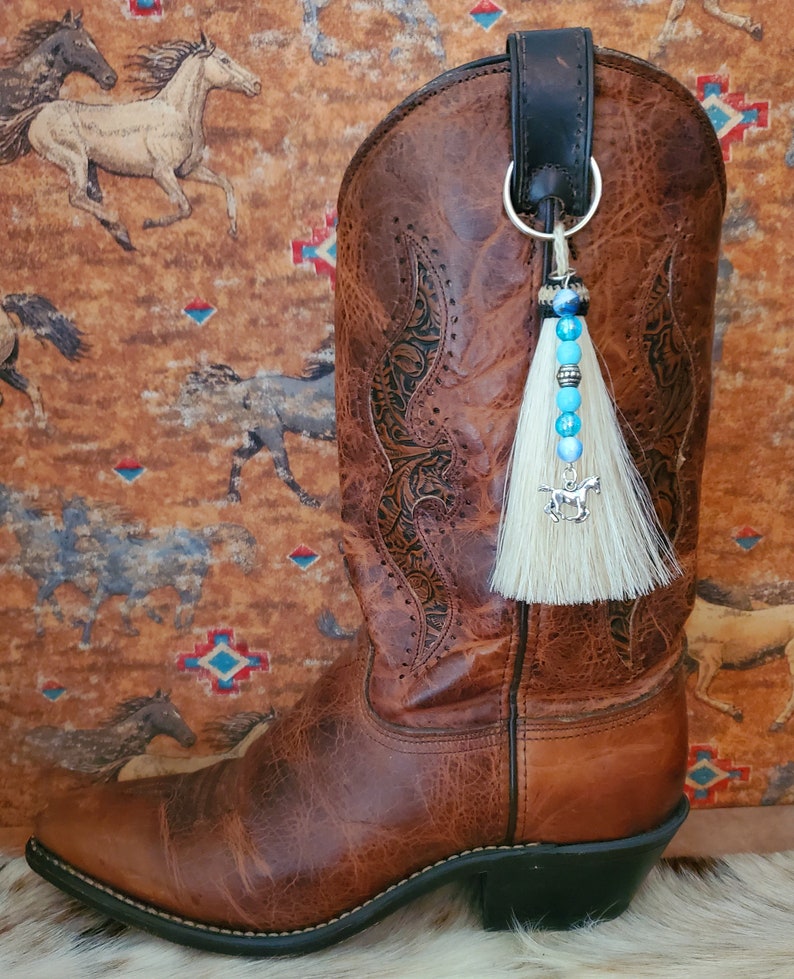 Boot Topper With Horse Hair Tassel, Beads and Charm, Western Boots ...