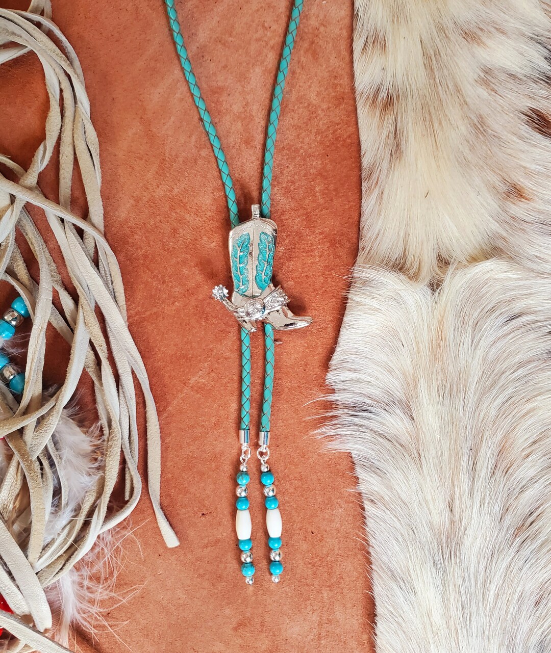 Custom Bolo Tie With Your Choice of Braided Leather Cord, Your Choice ...