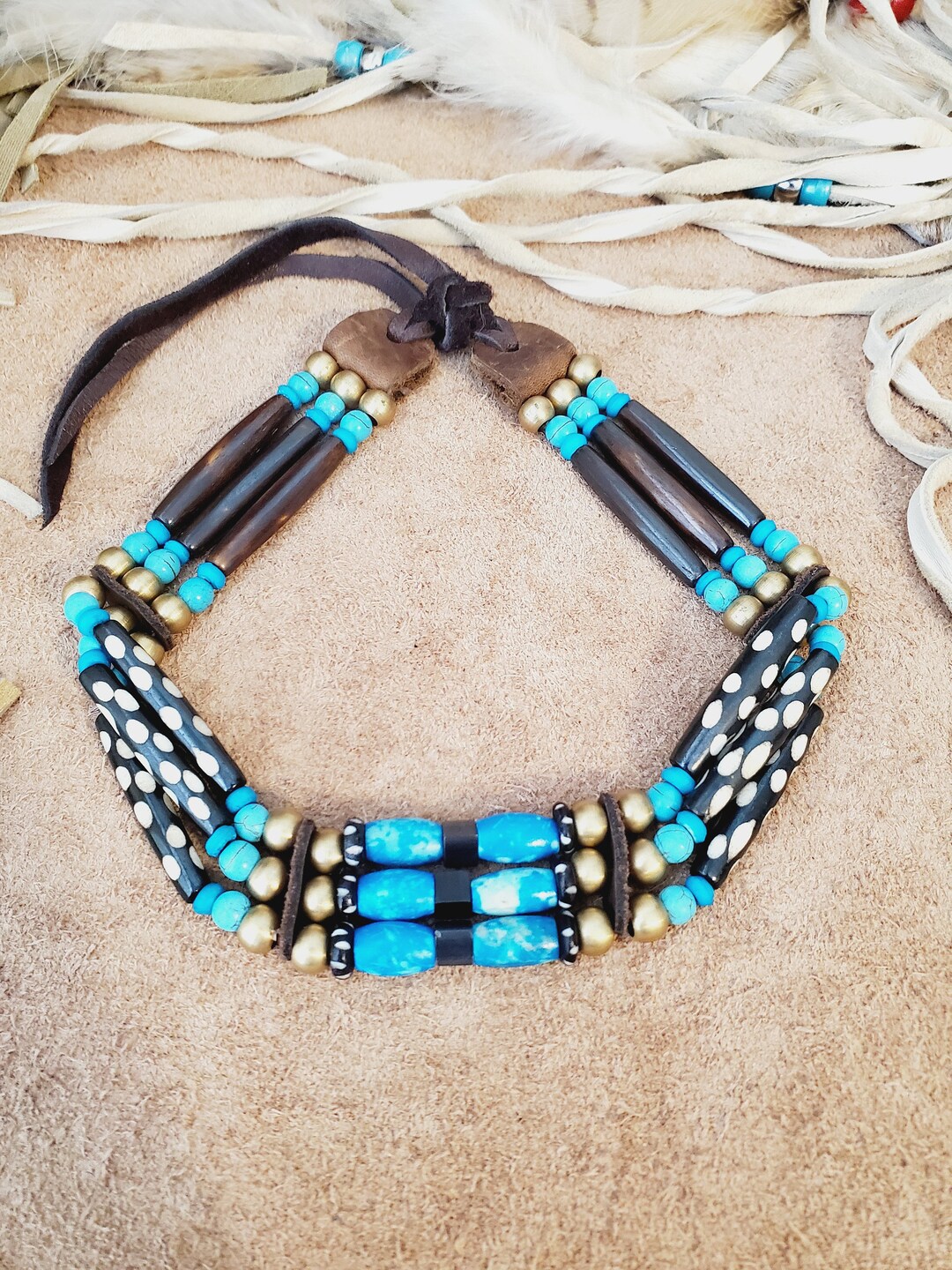 Hairpipe Choker With Black Buffalo Horn Hairpipe Beads, Traditional ...