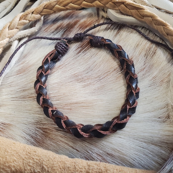 Braided Leather Bracelet - Etsy