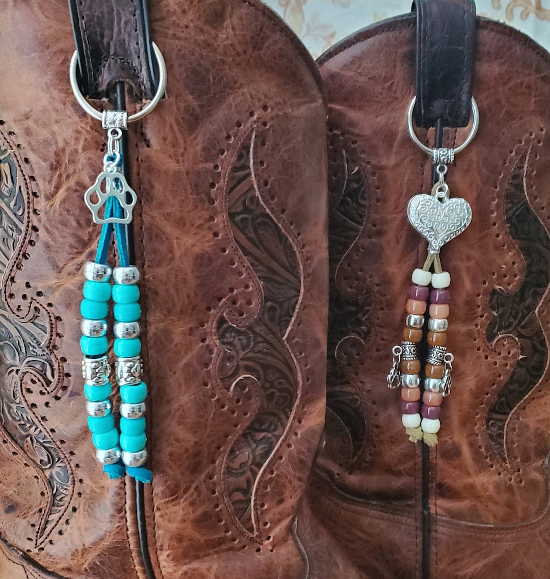 Boot Topper Bling - Silver Heart or Paw Print With Beads and Charm ...