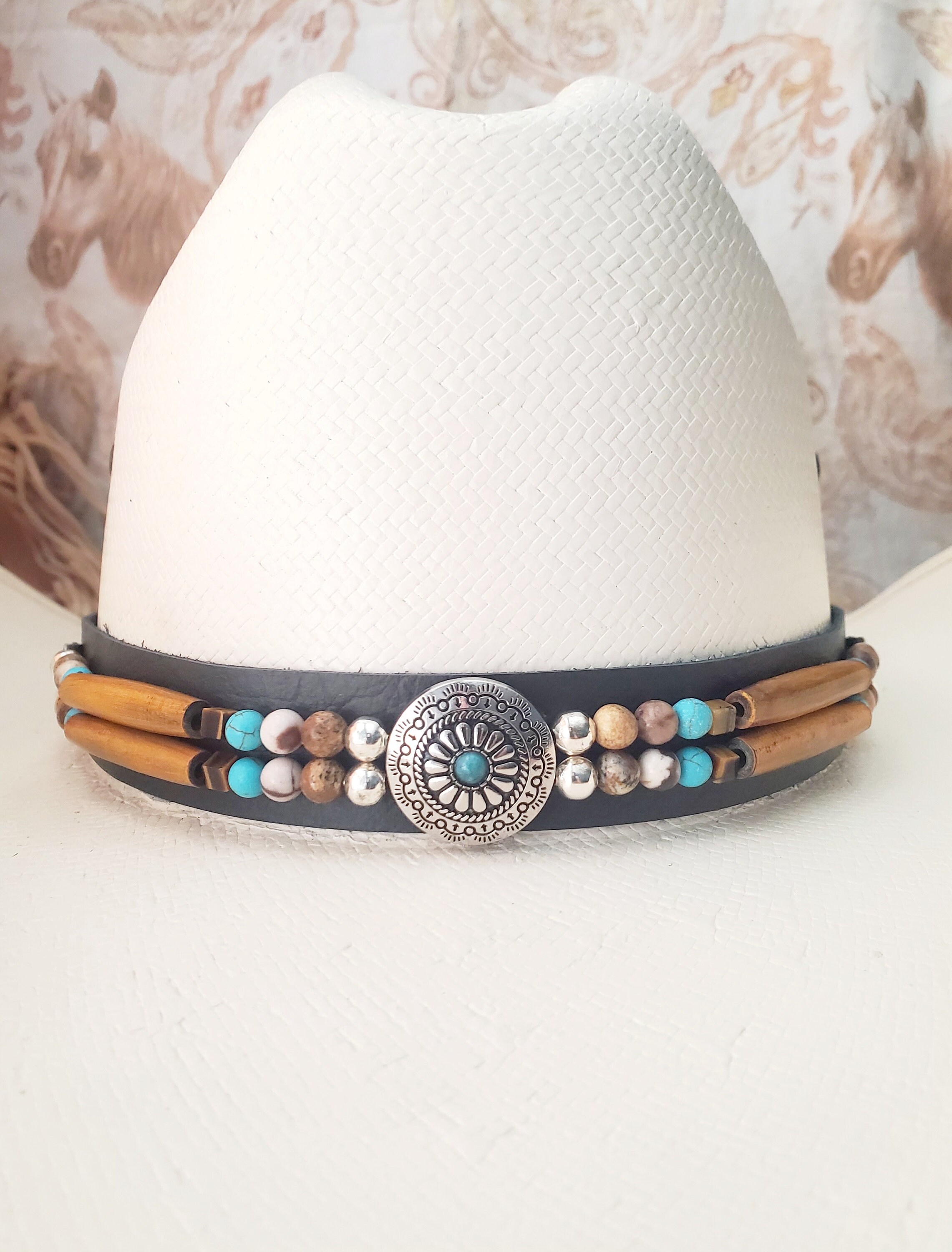 Concho Hat Band With Your Choice of Concho Shotgun & Buffalo Bone or ...