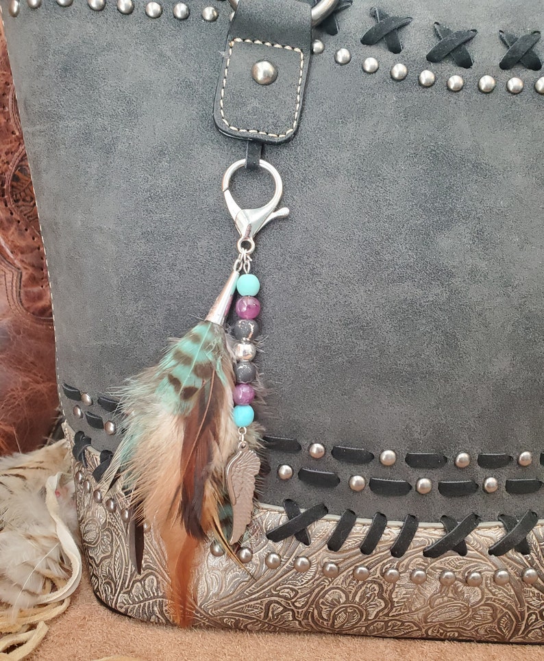 Custom Purse Dangle, Bag Charm, Feather Dangle for Your Purse, Hand Bag ...