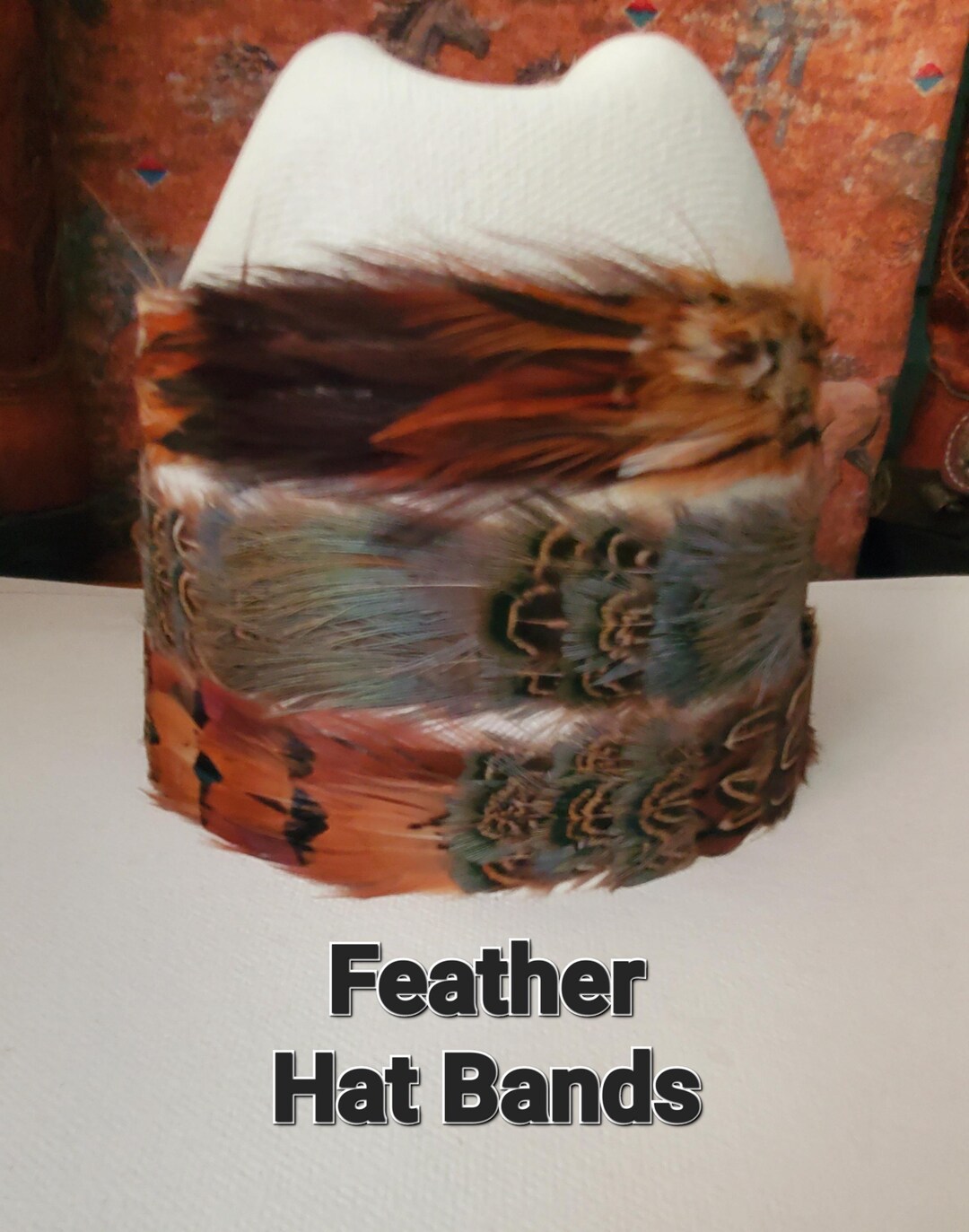Real Feather Hat Band, Adjustable, Western Cowboy Hatband Made From ...