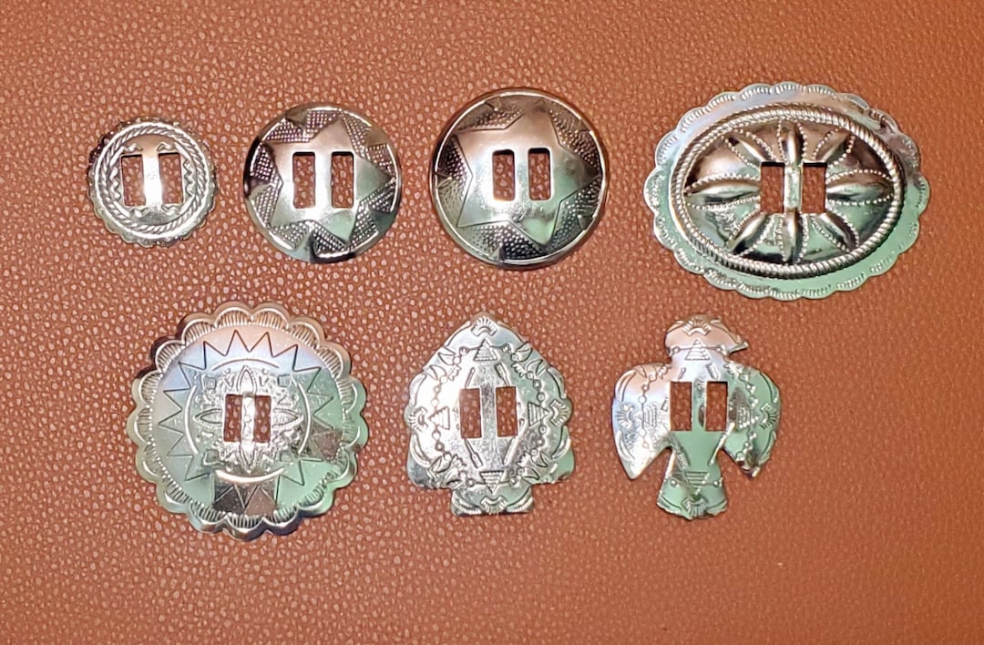 Silver Plated Western Style Slotted Conchos - Oval, Circle, T-bird ...