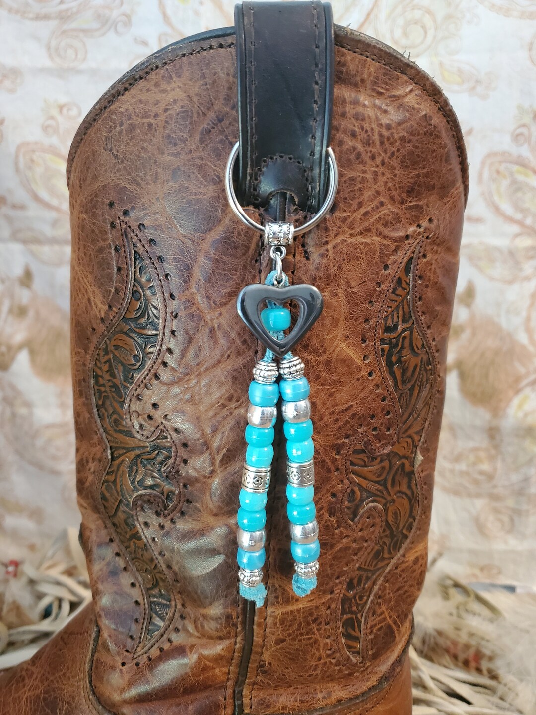 Boot Bling Topper - Western Cowboy Boot Topper With Hematite Heart and ...