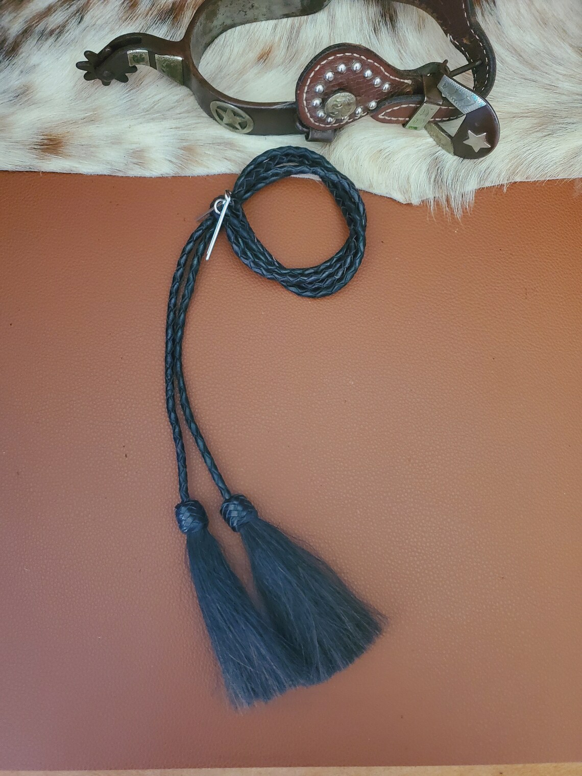 Stampede Hat String Braided Leather With 2 Horse Hair Tassels, Cotter ...