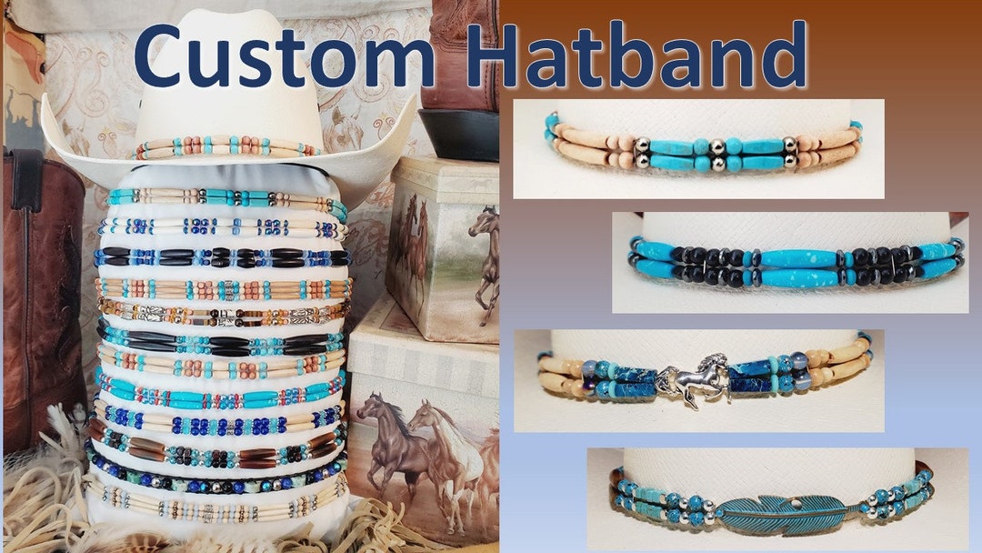 Custom Western Cowboy Cowgirl Hat Band, Handmade 2 Strand Hairpipe ...