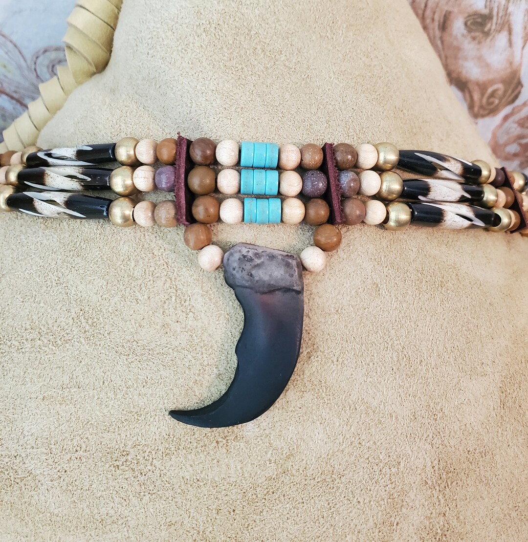 Choker Handmade With Bone and Black Hairpipe Bead Choker With or ...