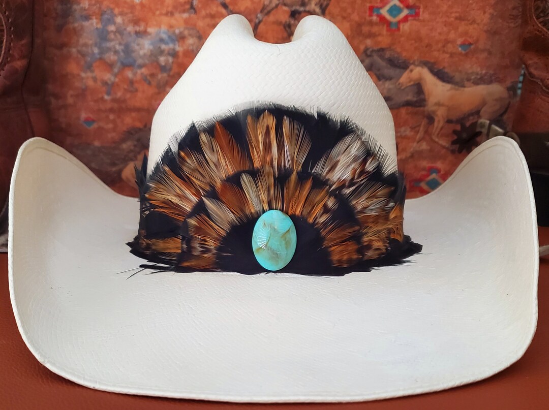 Real Feather Hat Band, Adjustable, Western Cowboy Hatband Made From ...