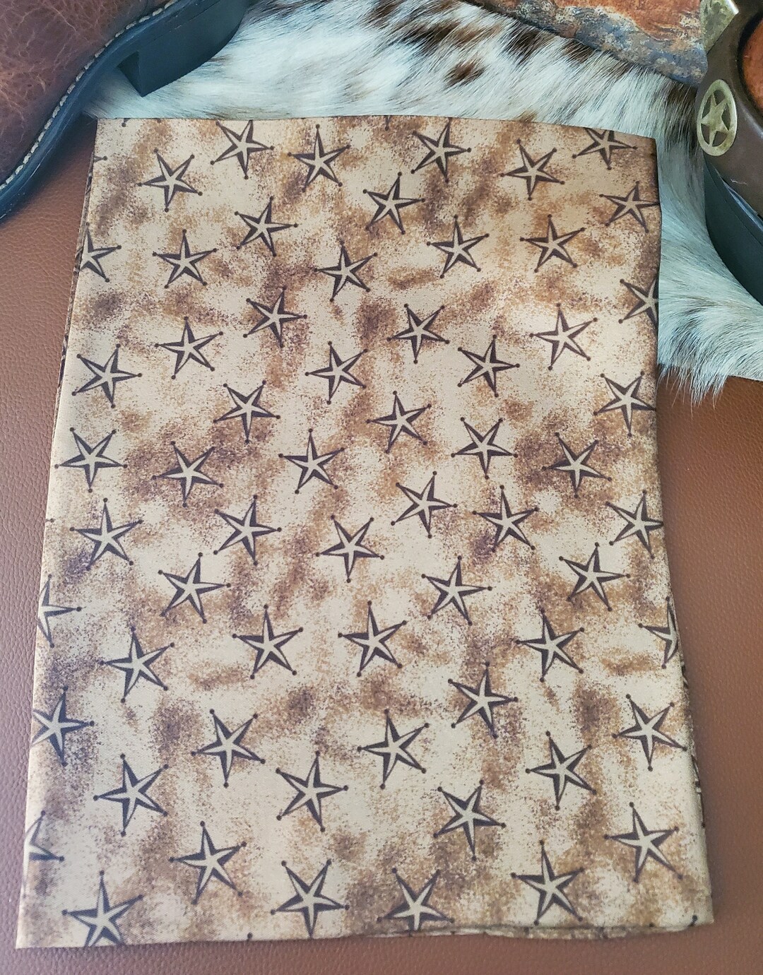Light Brown Silk Wild Rag With Western Stars, Cowboy, SASS, Bandana ...