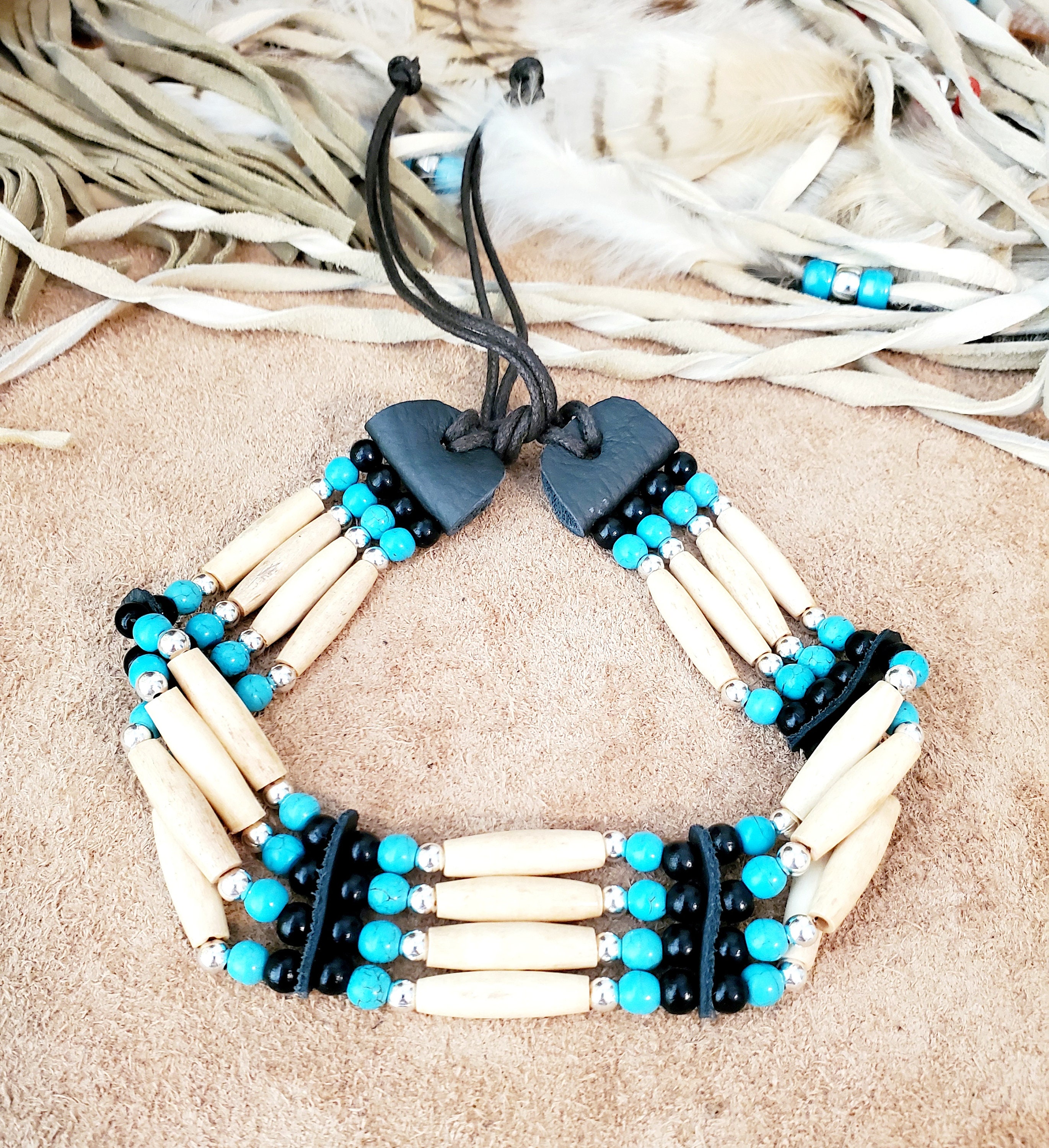 Native American Indian Style Choker, Antique Bone Hairpipe Traditional ...