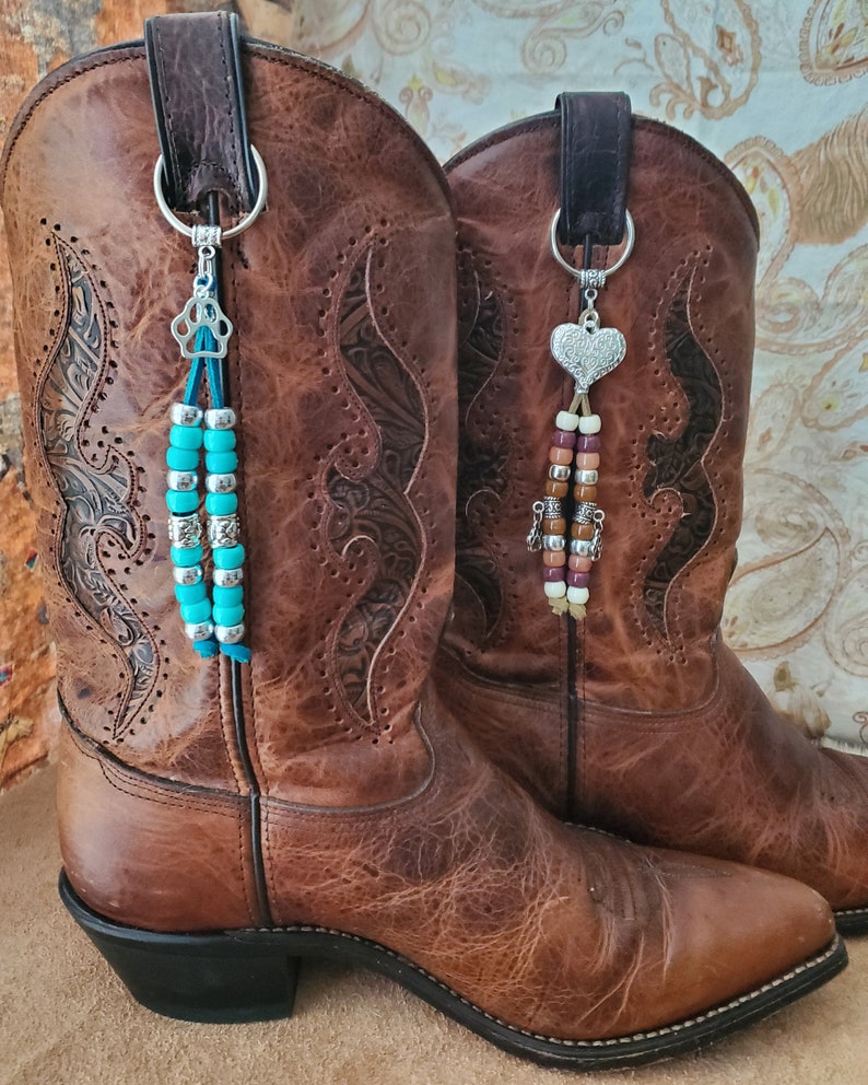 Boot Topper Bling - Silver Heart or Paw Print With Beads and Charm ...