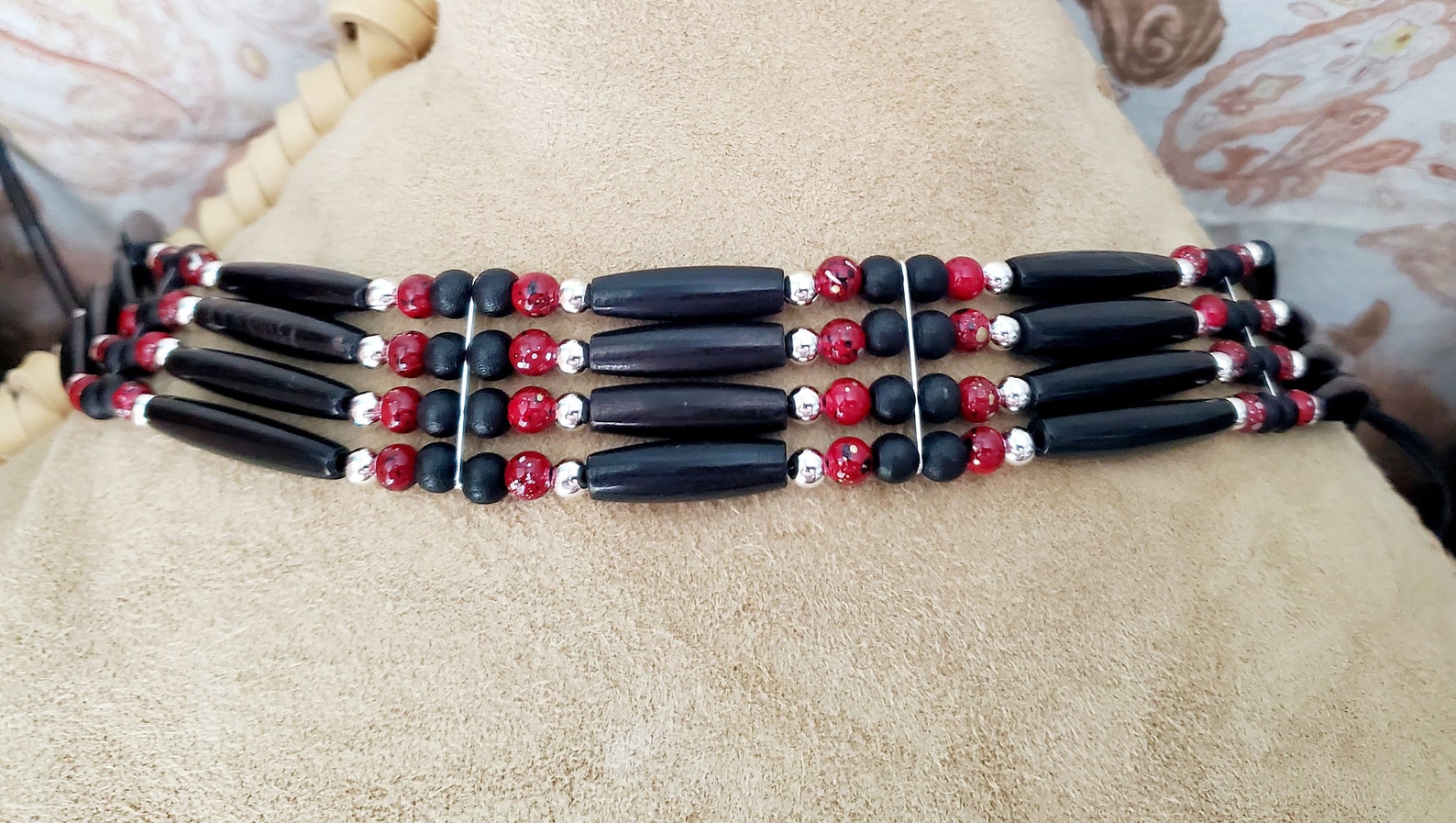 Native American Indian Style Choker, Black Buffalo Horn Hairpipe ...
