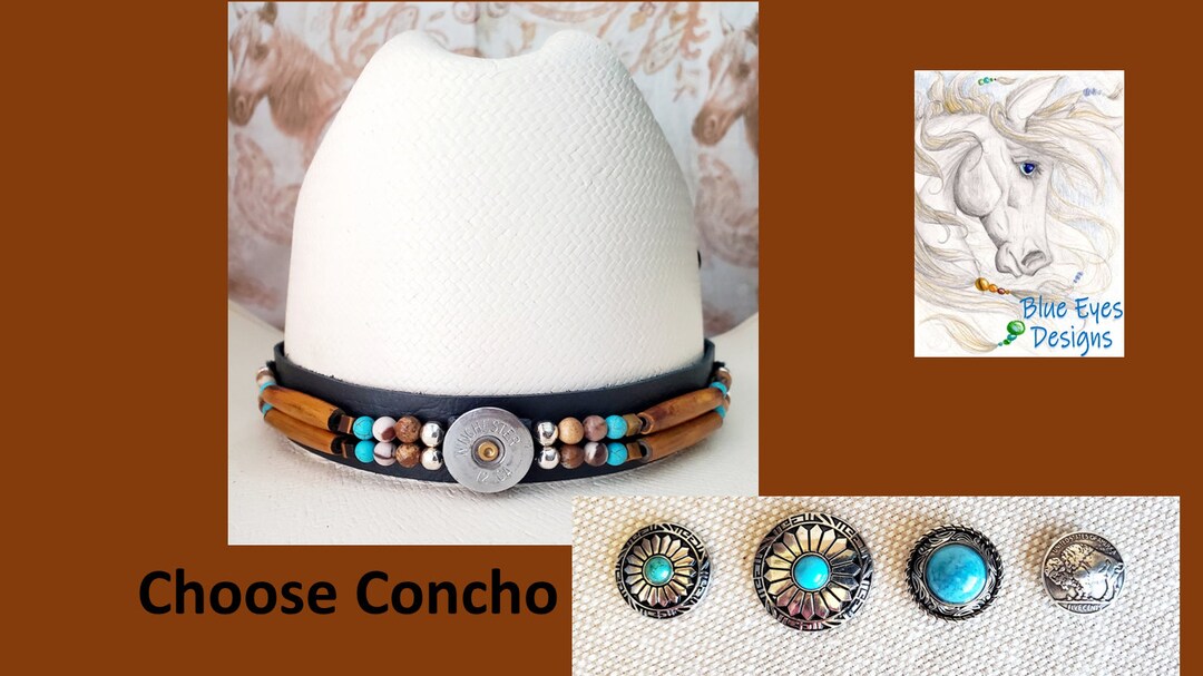 Concho Hat Band With Your Choice of Concho Shotgun & Buffalo Bone or ...