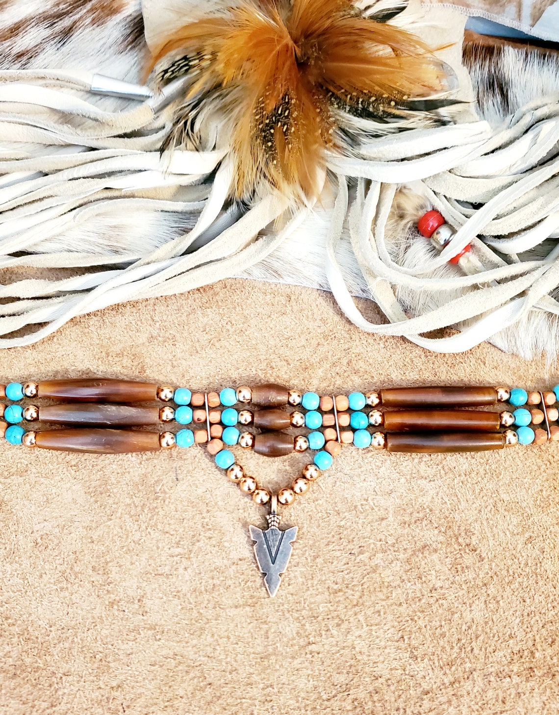Native Hairpipe Choker With Arrowhead Handmade Native - Etsy