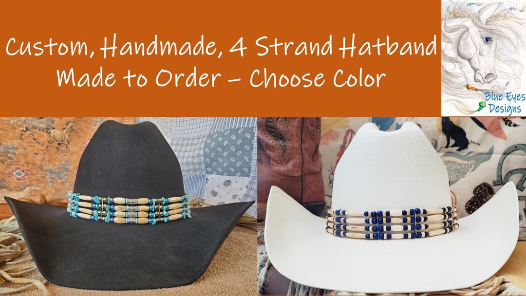 Custom Hat Band, Genuine Buffalo Bone or Horn Hairpipe Beads, Handmade ...