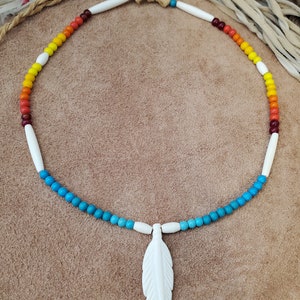 Native American Indian Style Necklace Bone Hairpipe Bead Necklace With ...