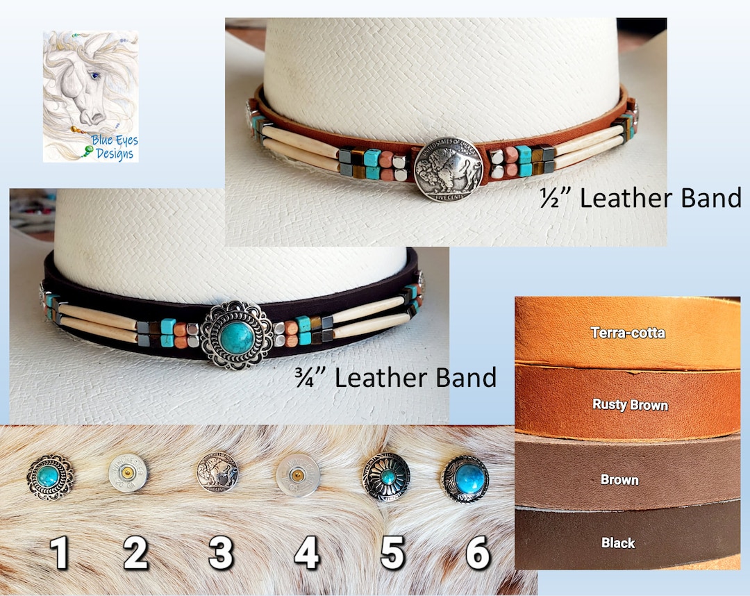 Buffalo Nickel Concho Leather Hatband Your Choice of Concho - Etsy