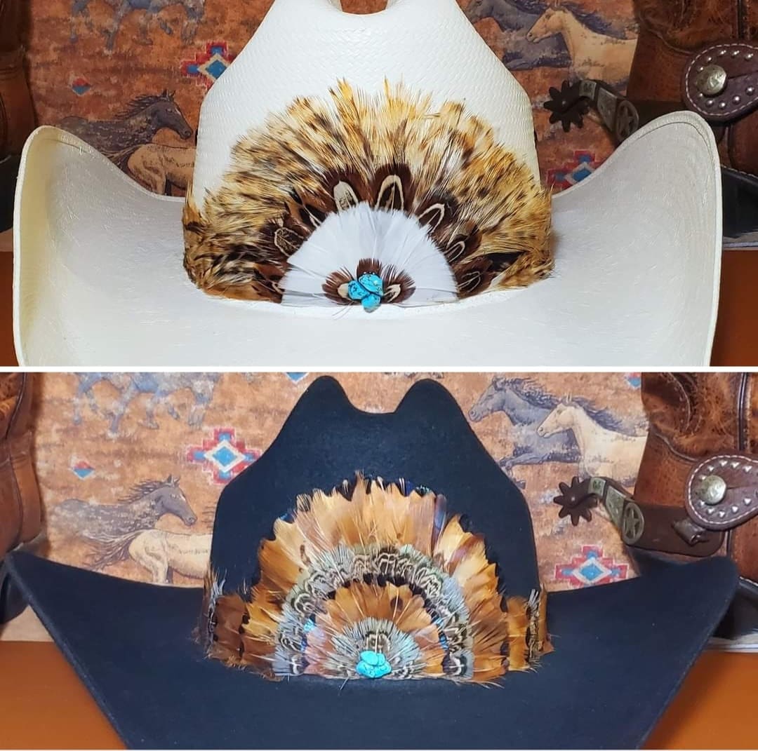 Real Feather Hat Band, Adjustable, Western Cowboy Hatband - Etsy