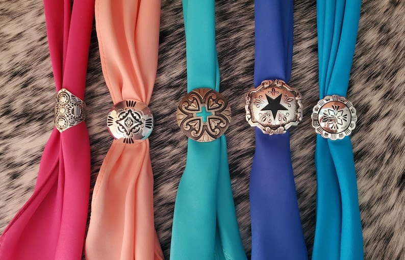 Silk Wild Rag Bandana Scarf Slide - Silver Color With Southwest Designs ...