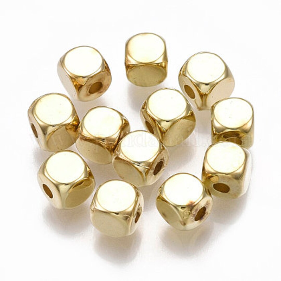 Cube Spacer Beads Gold Color 4x4mm Cube Beads Spacer Bead, Square ...