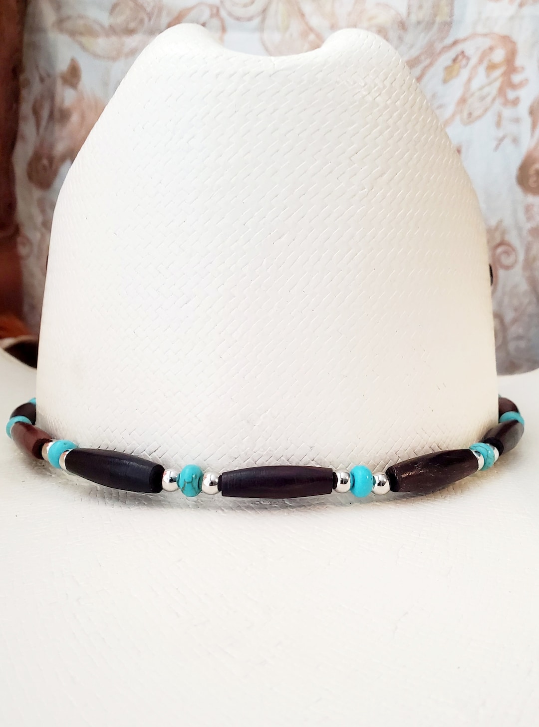 Western Hat Band - Rosewood Hairpipe Hatband - With Turquoise and ...