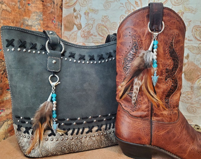 Boot Bling, Boot Bracelet, Feather and Beads Boot Topper With Charm ...