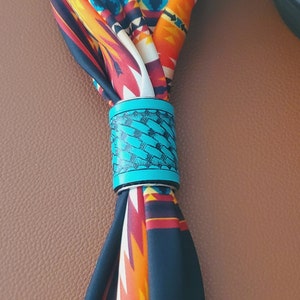 Scarf Slide - Turquoise Basket Weave or Cross Leather Scarf Slide for ...