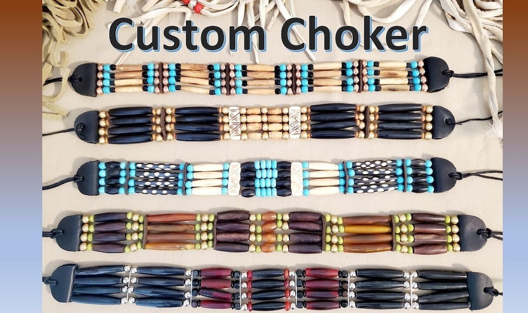 Custom Native American Indian Style Choker - 4 Row Genuine Horn or Bone ...