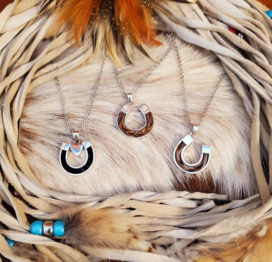Horse Hair Horseshoe Pendant Necklace, 925 Sterling Silver, Can Be Made ...