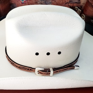 Tooled Leather Hat Band - 3 Colors - (natural) Tan, Brown, Black ...