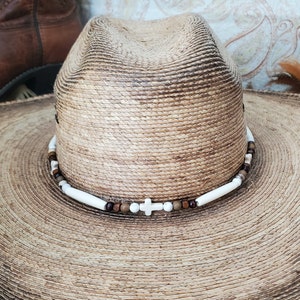 Cross Hat Band, Western Bone or Turquoise Howlite Cross and Hairpipe ...