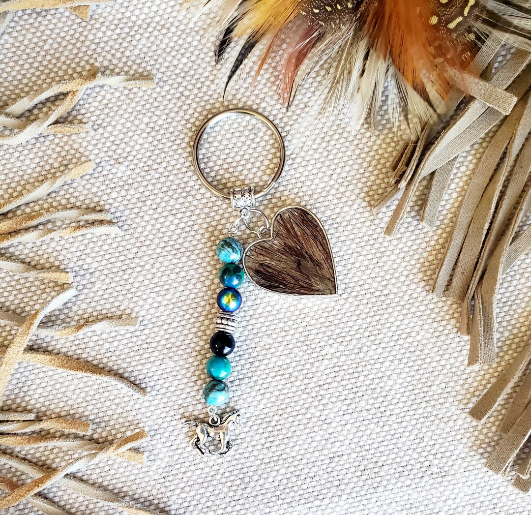 Horse Hair Resin Boot Bling, Key Ring or Boot Topper With Beads and ...