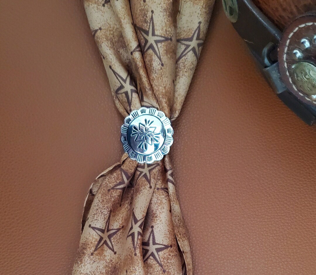 Concho Scarf Slide for Silk Wild Rag, Bandana, Scarf - Silver Color ...