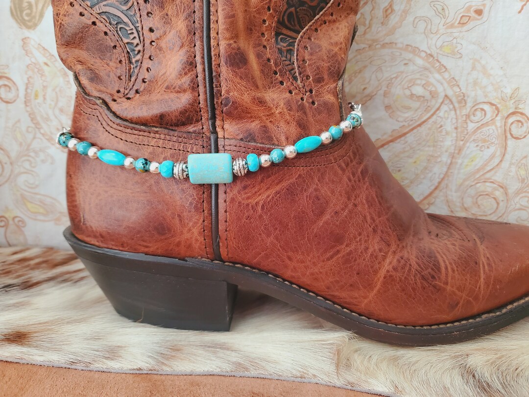 Boot Bracelet is Handmade With Turquoise and Silver Color Beads and ...