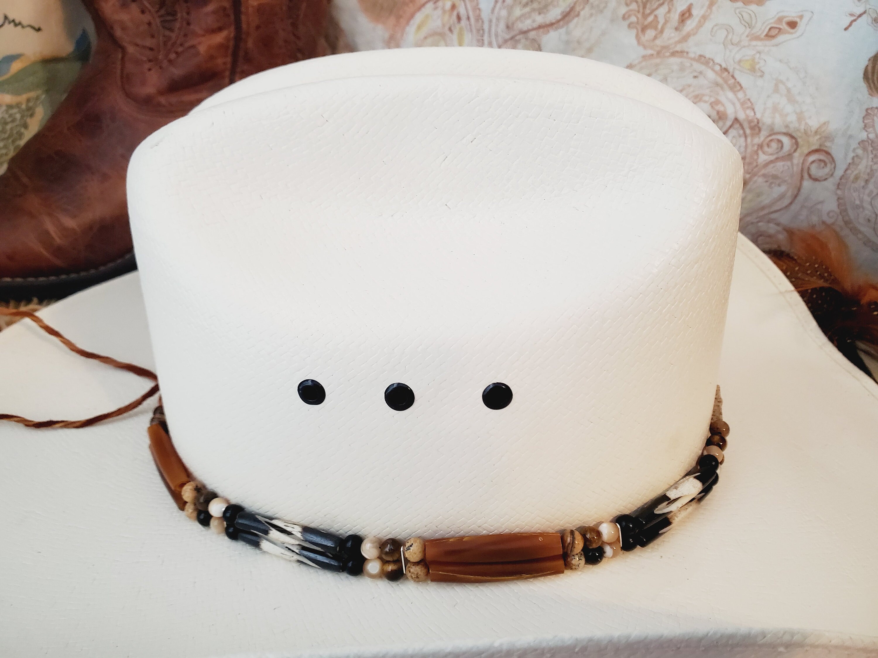 Western Cowboy Hat Band Hairpipe Beads Natural Stone Beads - Etsy
