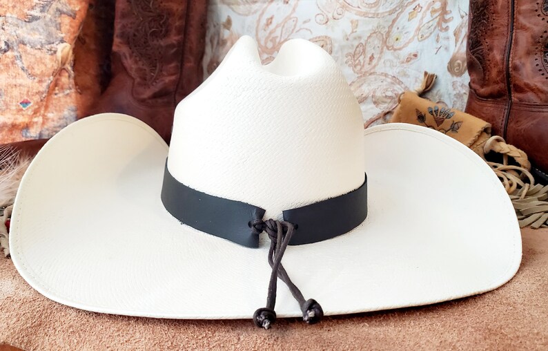 Texas Star Concho Leather Hat Band With Brown Hairpipe Beads - Etsy