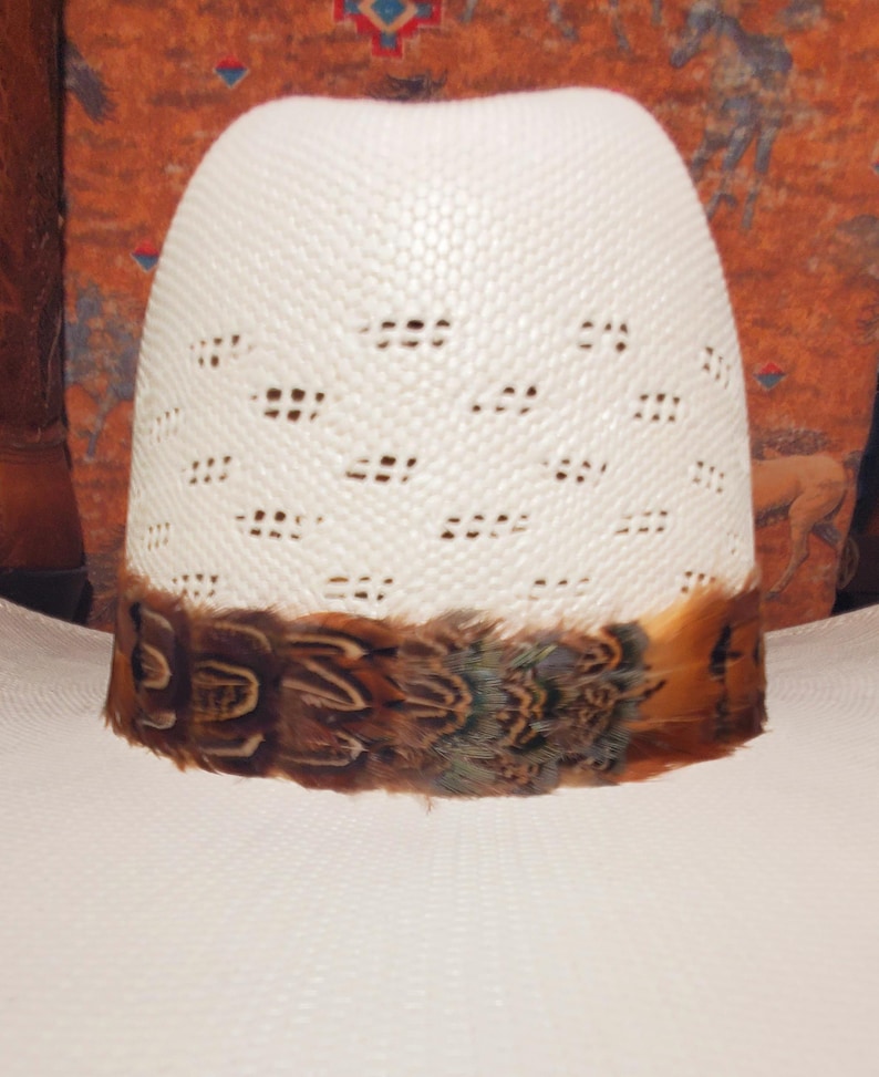 Real Feather Hat Band, Adjustable, Western Cowboy Hatband Made From ...