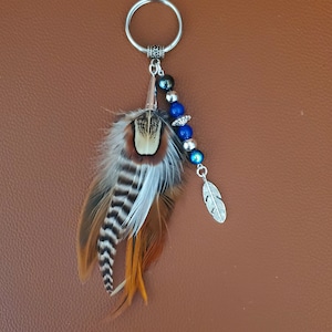 Keyring - Feather Key Ring With Beads and Metal Feather, Arrow, or ...