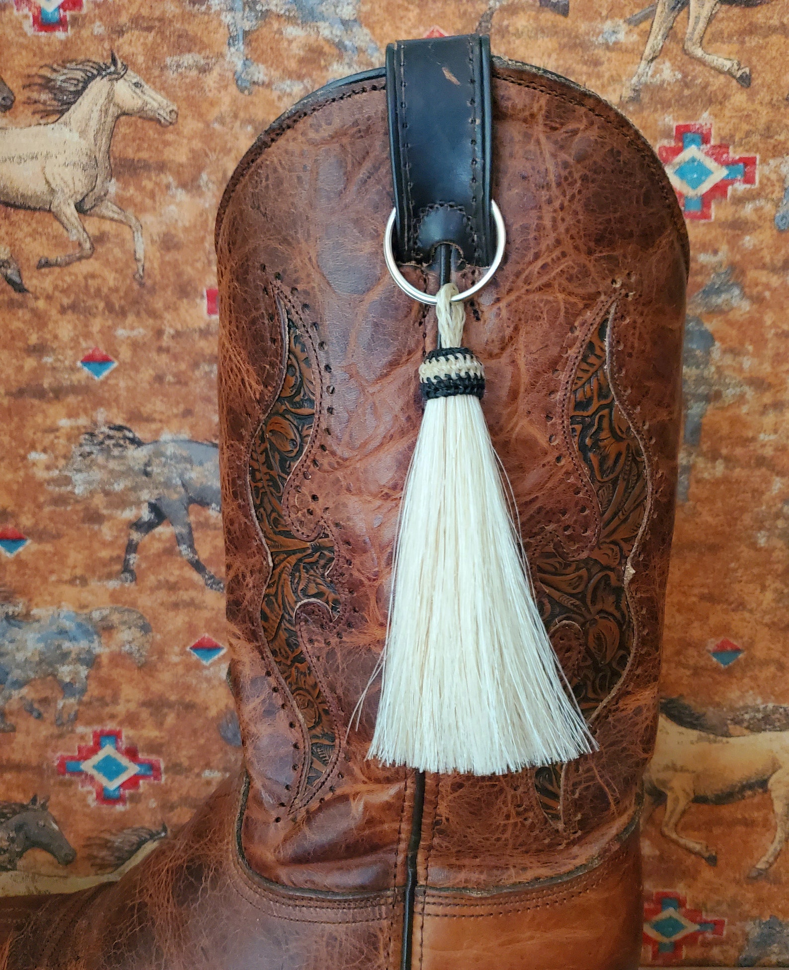 Boot Topper With Horse Hair Tassel, Beads and Charm, Western Boots ...