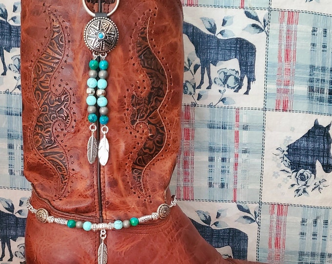 Boot Bling, Concho and Beads Boot Topper With Charm, Western, Handmade ...