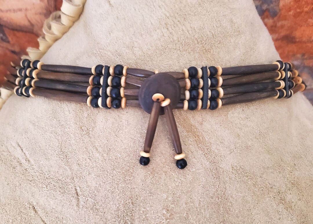 Brown Native Hairpipe Choker Handmade With Thin Buffalo Bone Hairpipe ...