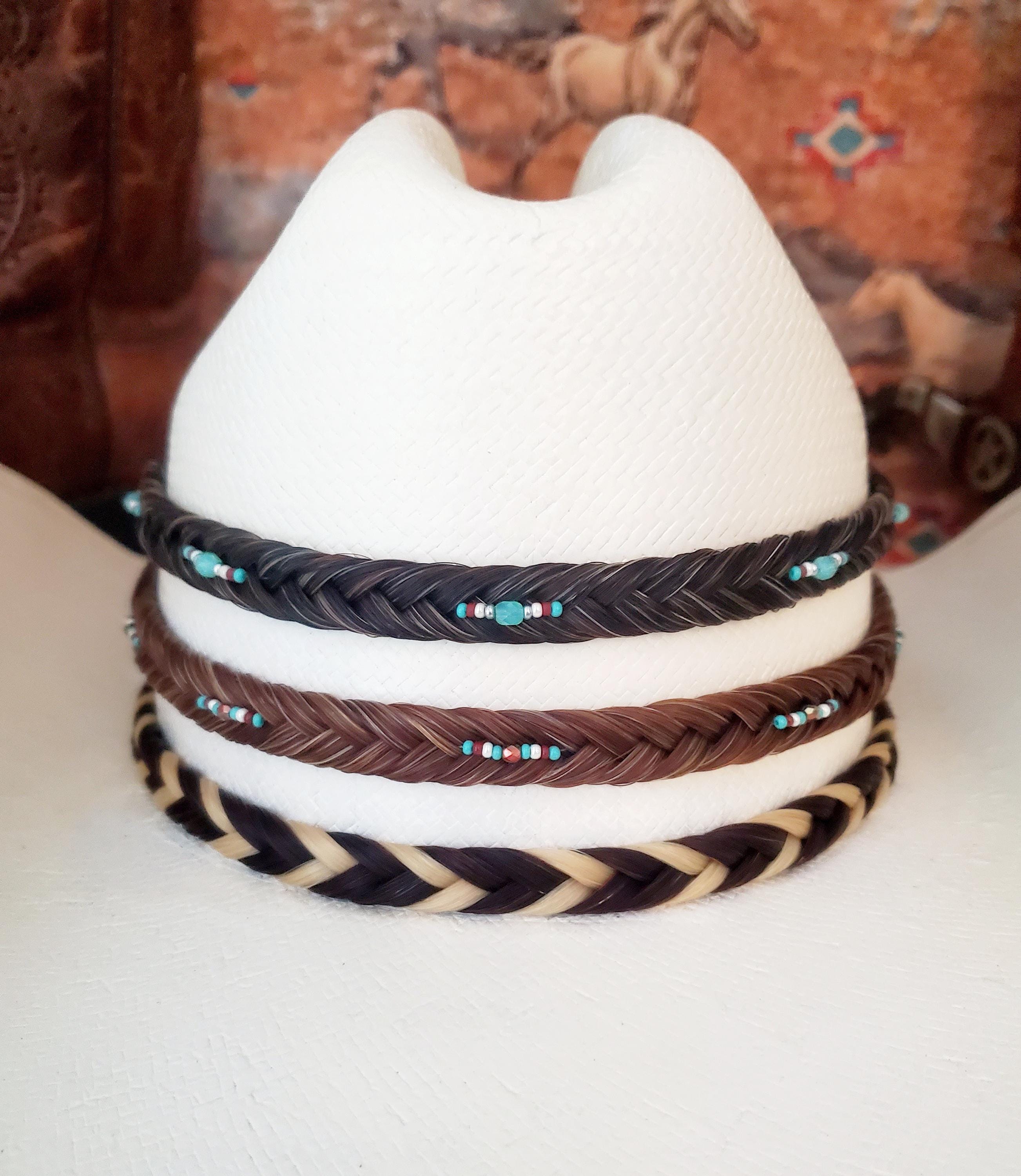 Horsehair Braided Hat Band, 3 Colors, Adjustable, Western Cowboy ...