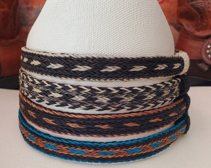 10 Colors - Wide Horse Hair Braided Hat Band Adjustable With 2 Sliding ...
