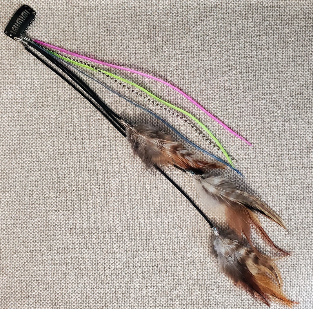 Create Your Own Hair Feather Extension Clip With Leather Cord/feather ...