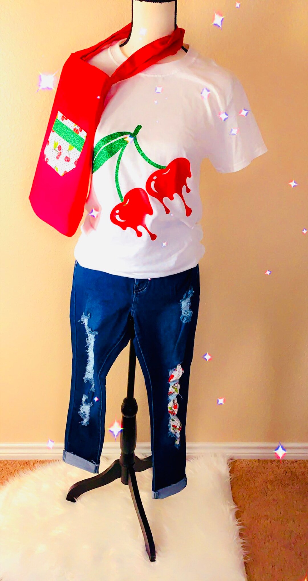 Sweet Cherry Jean Set With Matching Tote - Etsy